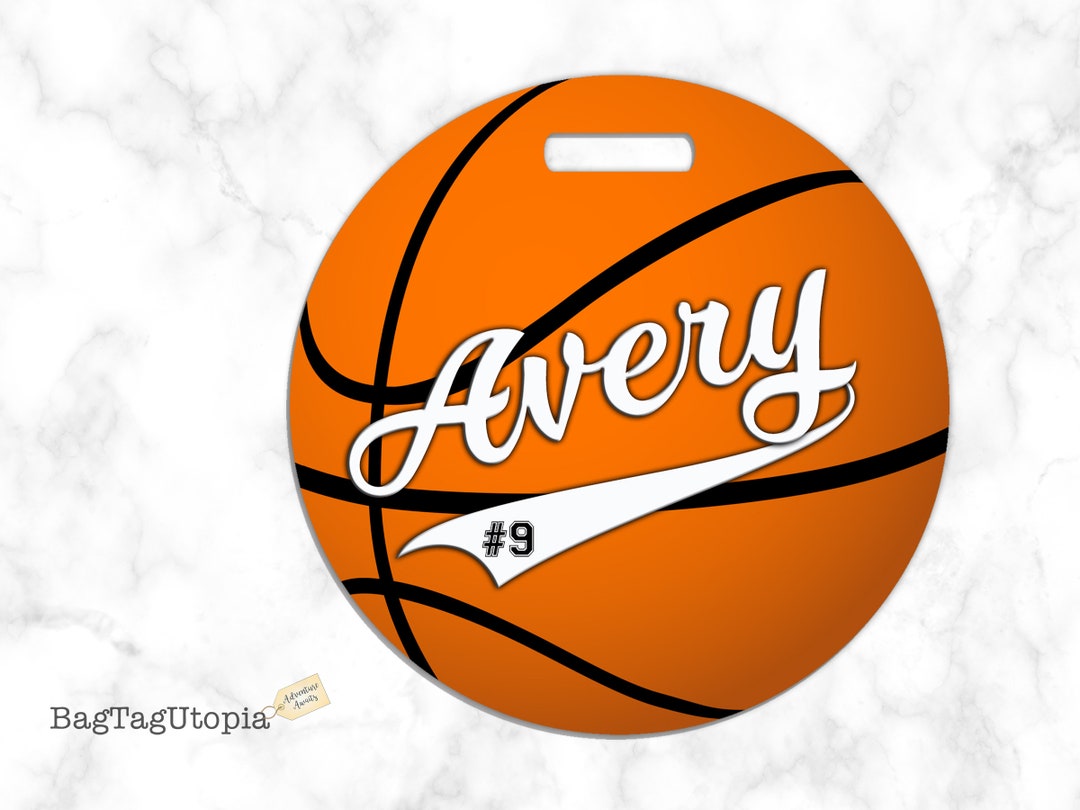 Round Basketball Bag Tag Luggage Tag Personalized With Name - Etsy