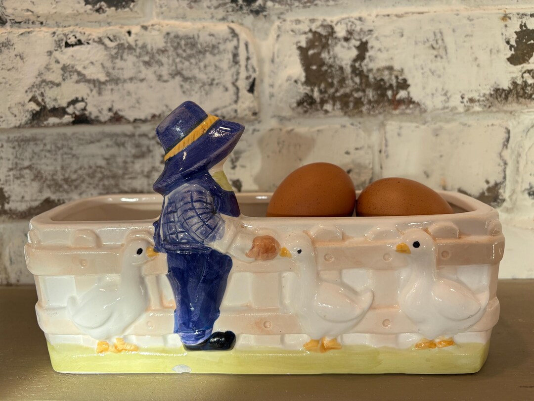 Vintage Ceramic Duck Planter Farm Scene Planter - Etsy