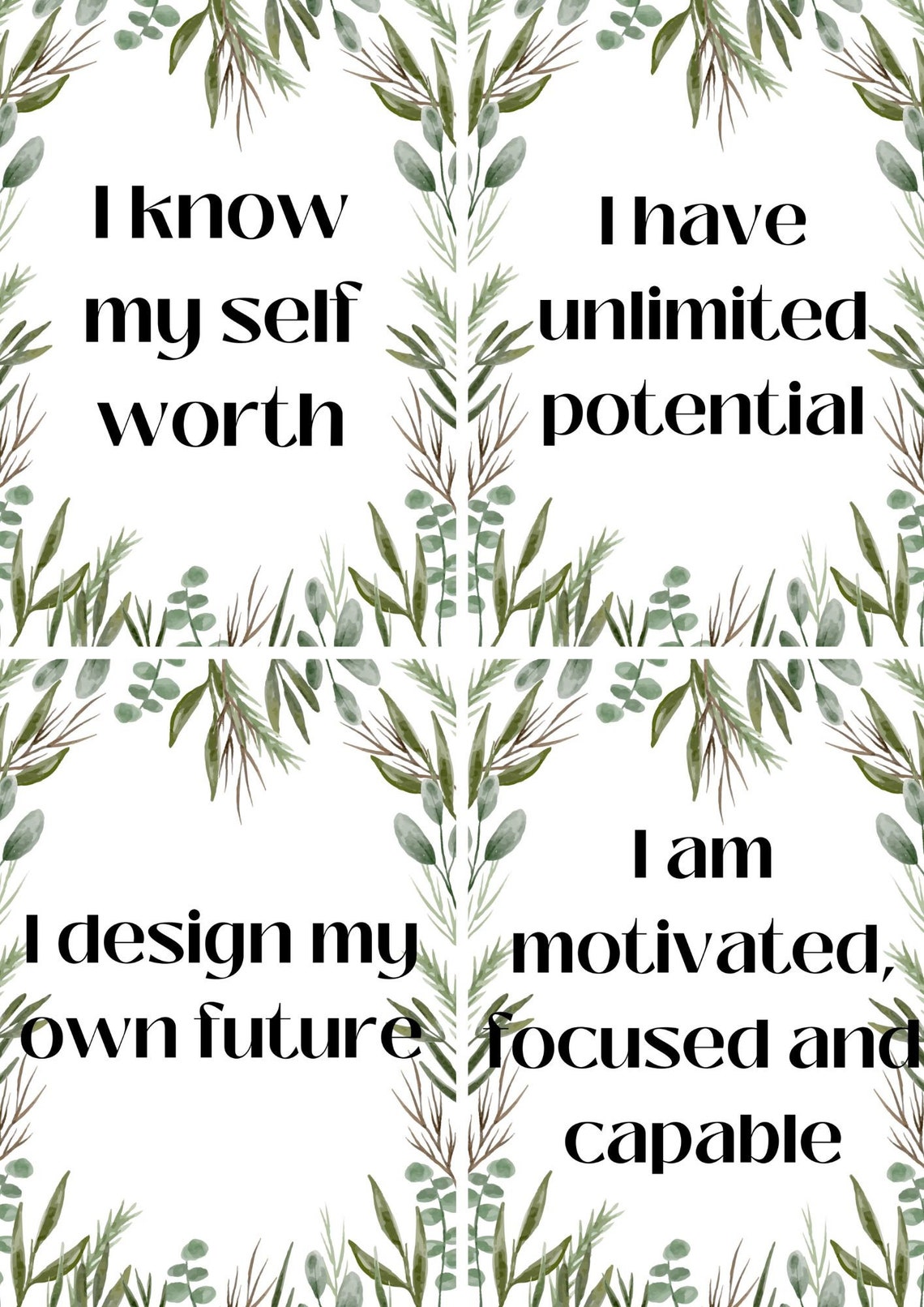 120 Printable Affirmation Cards Instant Download Pack, Self-reflection ...