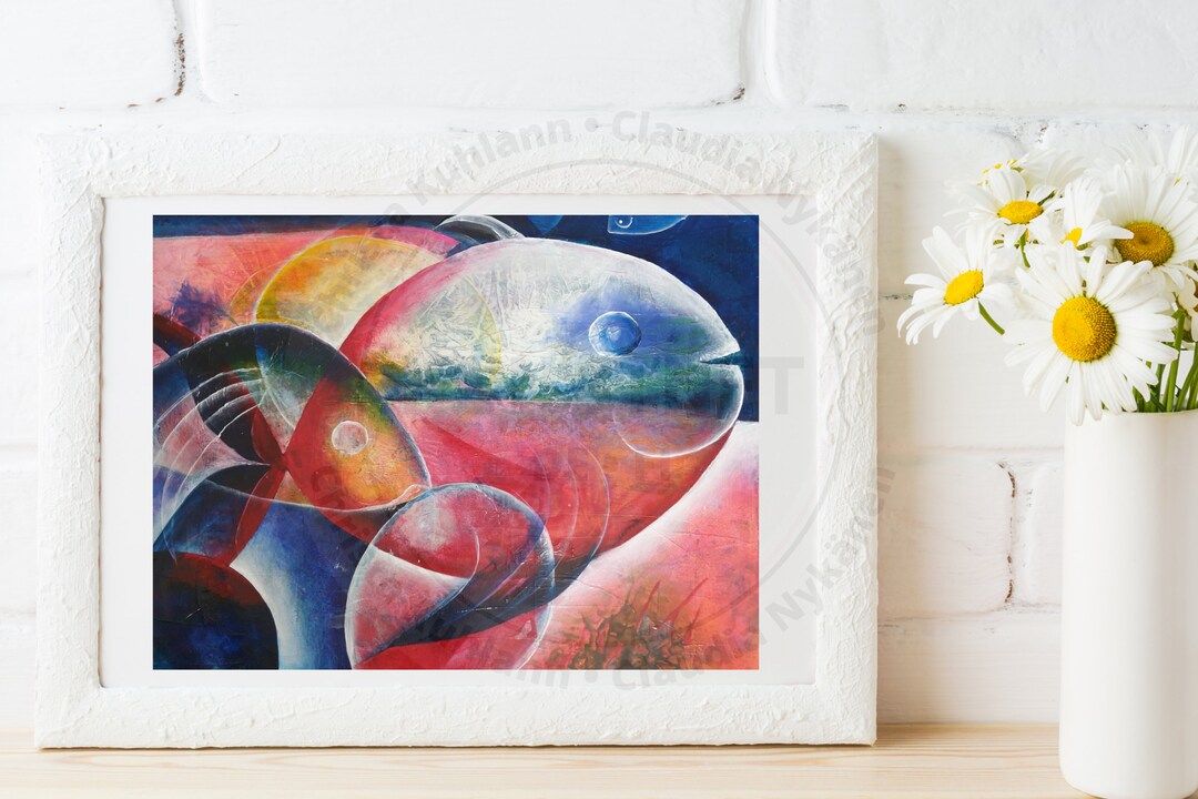 Abstract Fish Poster, Modern Art Print With Fish, Abstract Fish Art ...