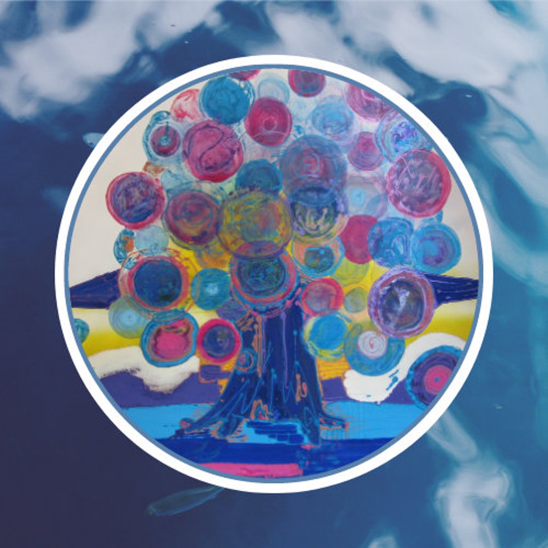 Blue Tree Sticker, Sticker Abstract Tree, Sticker for Laptop, Sticker ...