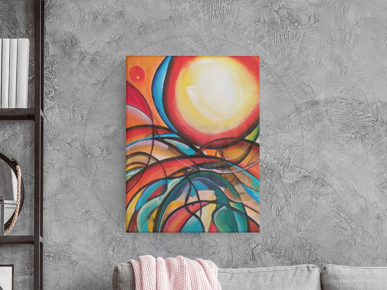Sun Abstract Art Print on Canvas, Modern Print With Sun, Wall Décor ...