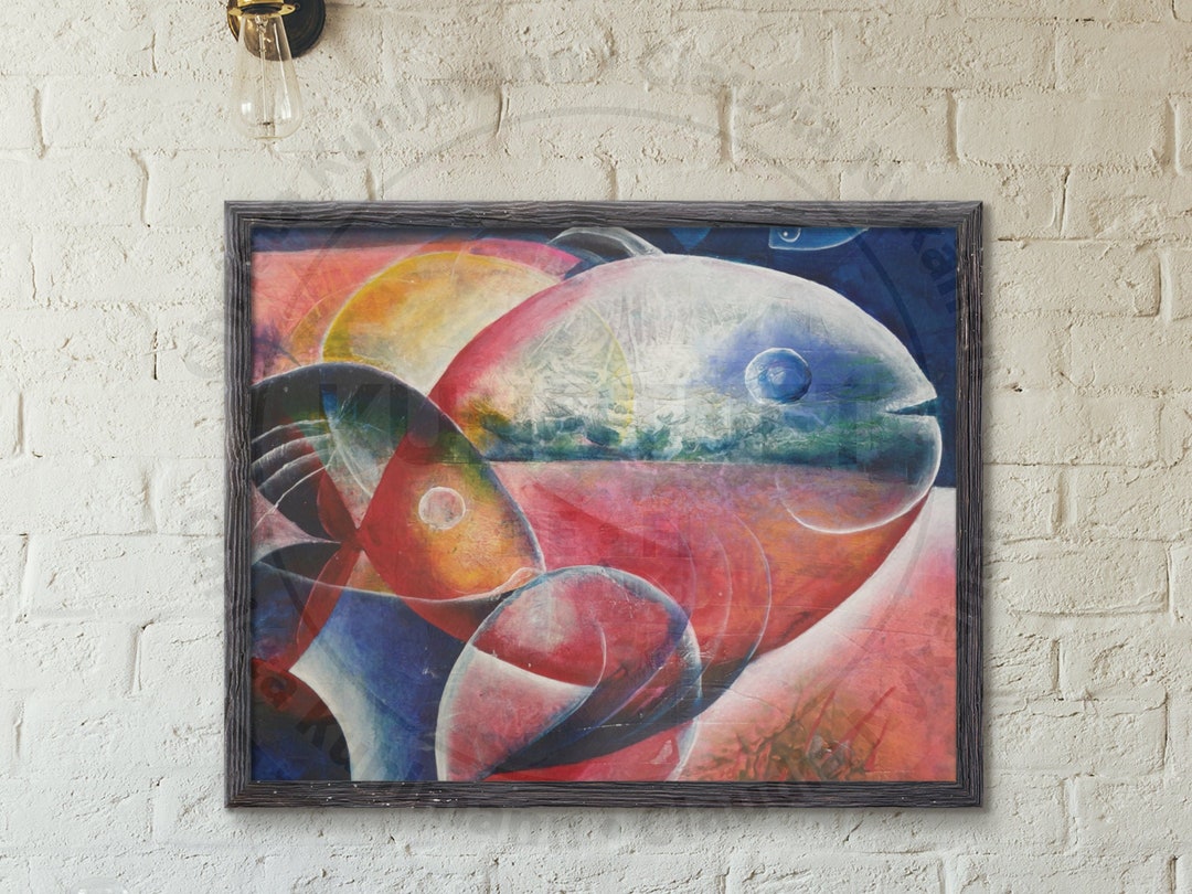 Fish Abstract Art Print on Canvas, Modern Print With Fish, Abstract ...