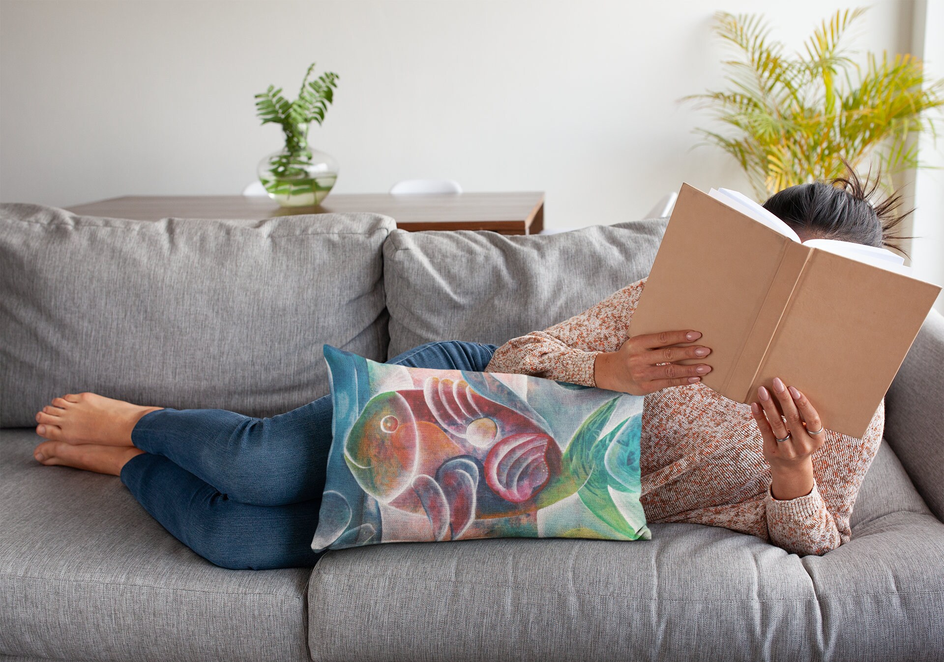 Decoration Pillow Red Fish, Pillow With Colored Fish Print, Sofa Pillow ...