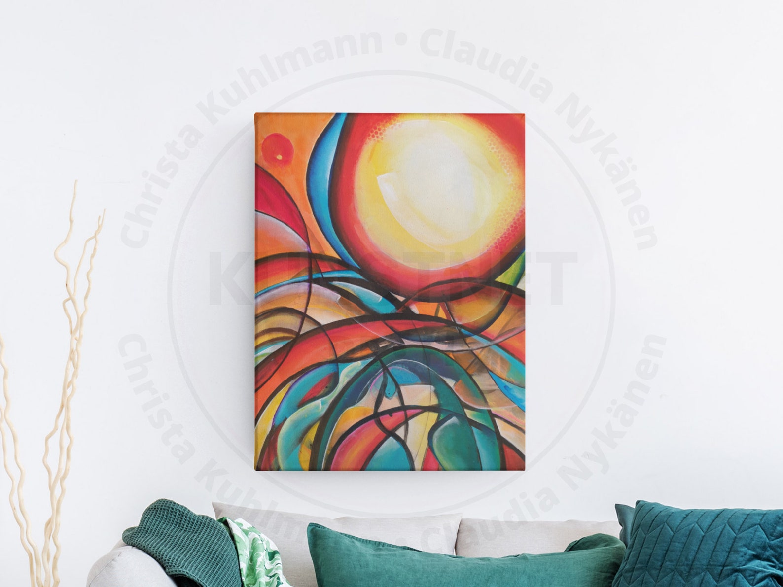 Sun Abstract Art Print on Canvas, Modern Print With Sun, Wall Décor ...