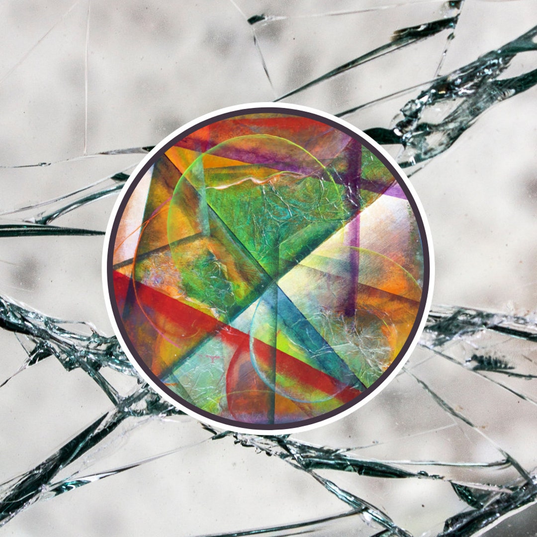 Sticker Broken Glass, Sticker Art Print Green, Sticker Art, Sticker for ...