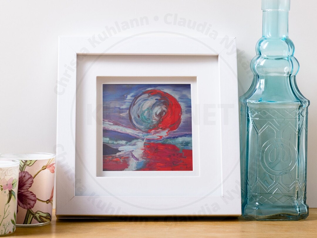 Blue Sun Art Print, Abstract Art Poster Sun, Modern Geometric Poster ...