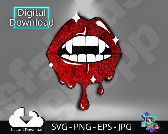 Vampire Bloody Lips Vampire Biting Lips Red Glitter Lips | Etsy