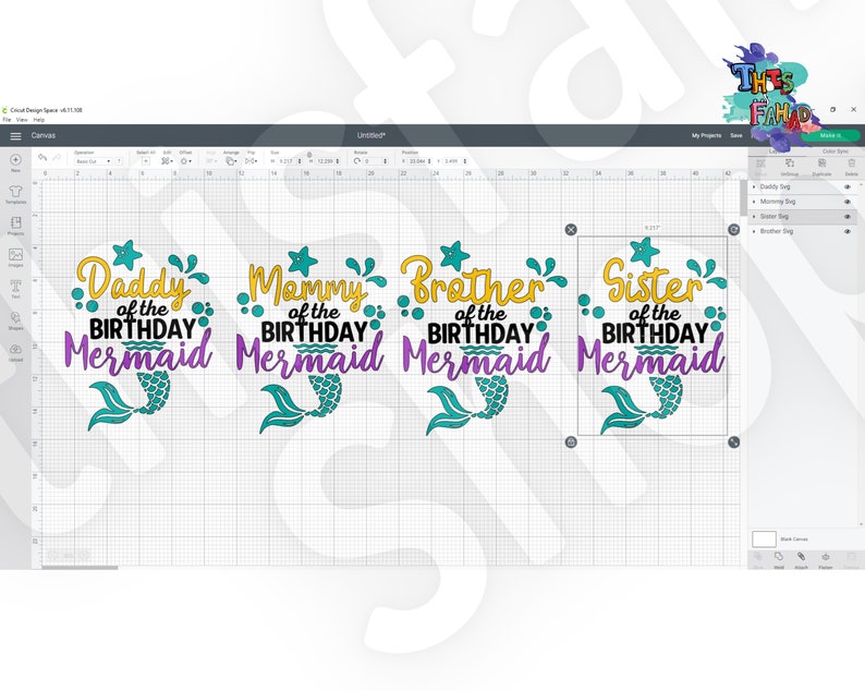Mermaid Birthday Family Bundle Svg, Mermaid Tail Svg, Mermaid Party ...