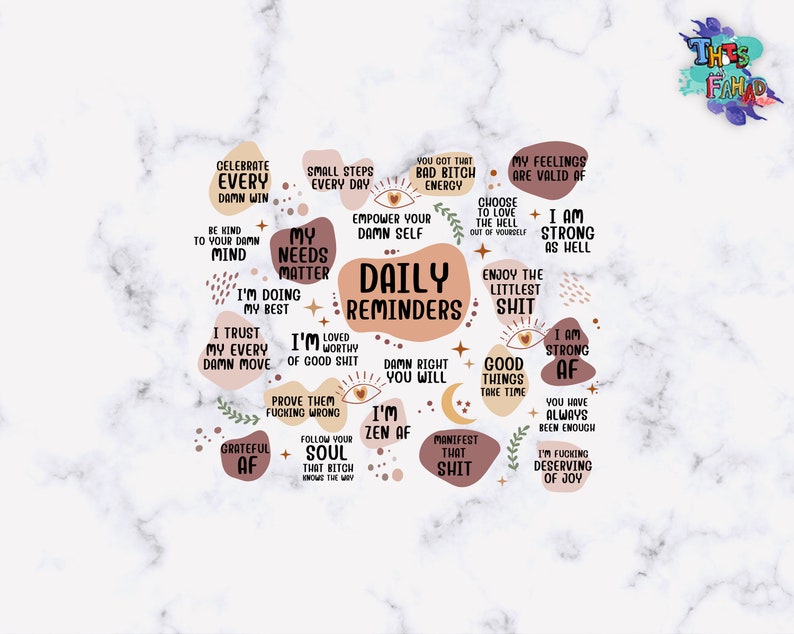 Boho VULGAR Daily Reminders Affirmations 20oz Skinny Tumbler ...