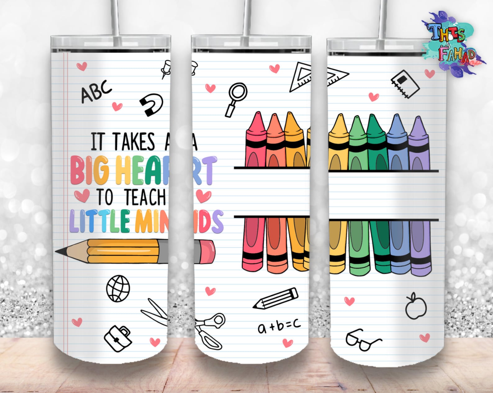 Rainbow Teacher 20oz Skinny Tumbler Design, Big Heart to Teach Little ...