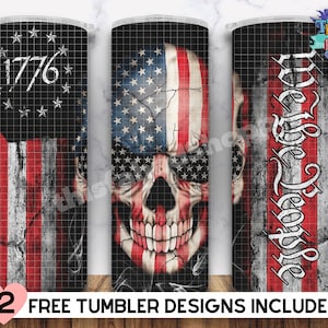 Skull We the People 1776 Vintage America Flag Tumbler Wrap Patriotic ...