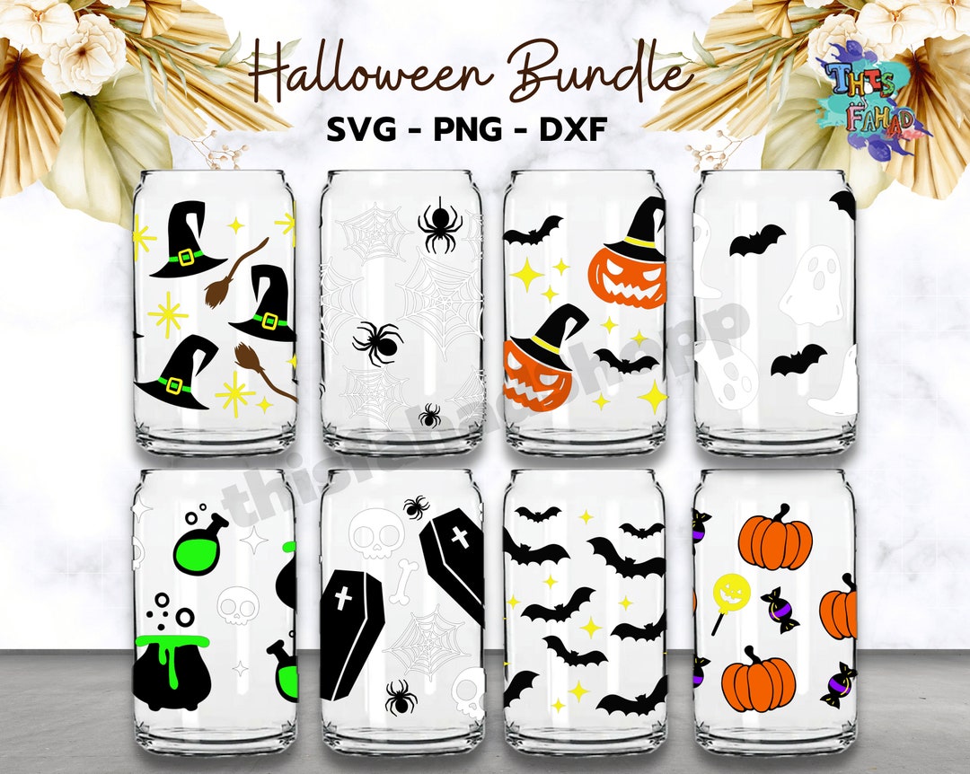 Halloween Can Glass SVG Bundle for Libbey 16oz Can Glass - Etsy