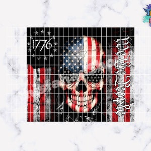 Skull We the People 1776 Vintage America Flag Tumbler Wrap Patriotic ...