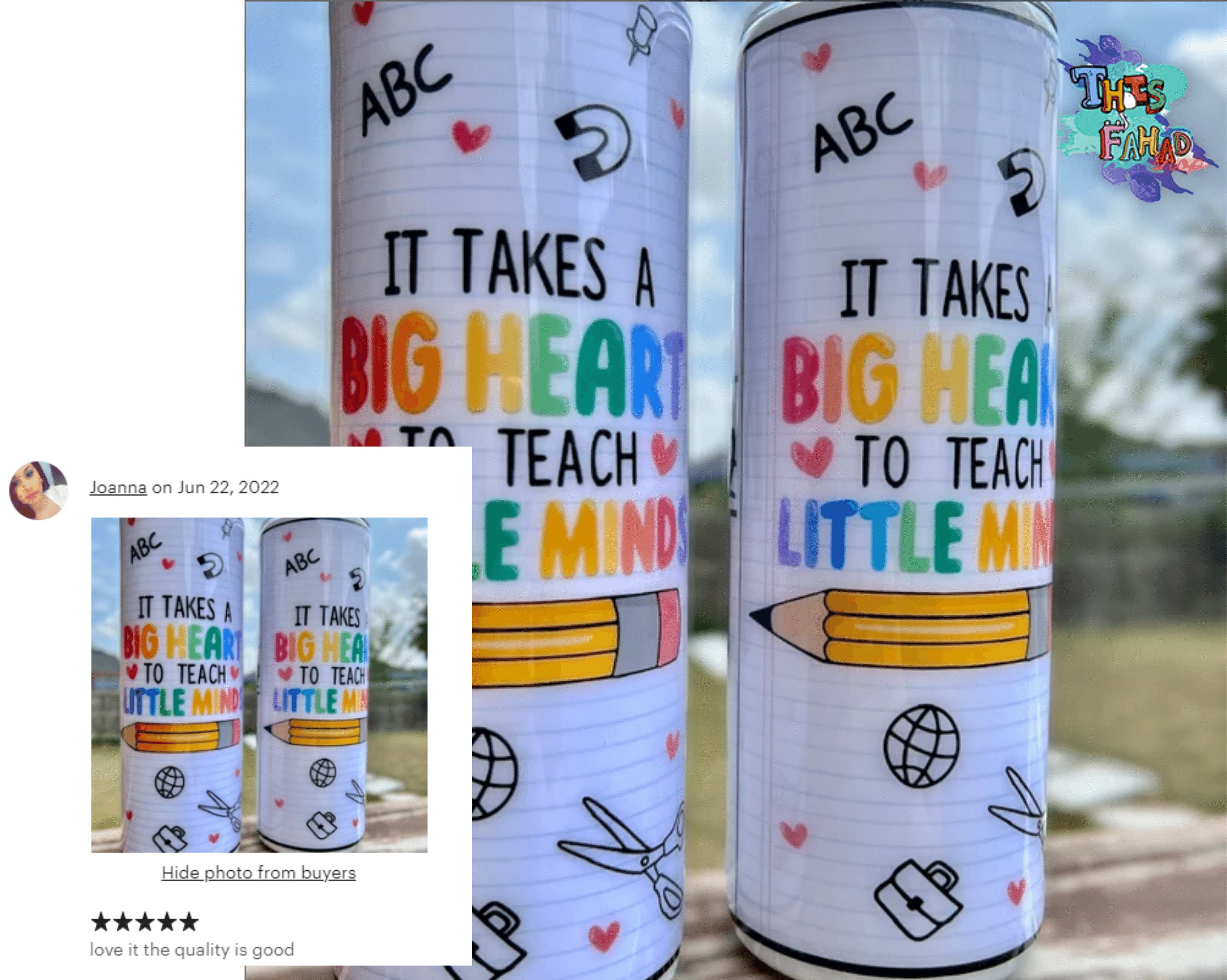 Rainbow Teacher 20oz Skinny Tumbler Design, Big Heart to Teach Little ...