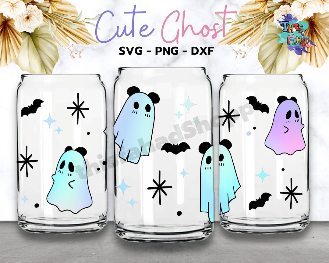 Cute Ghost Can Glass Wrap Svg, Halloween Svg, Halloween Mouse Can Glass ...