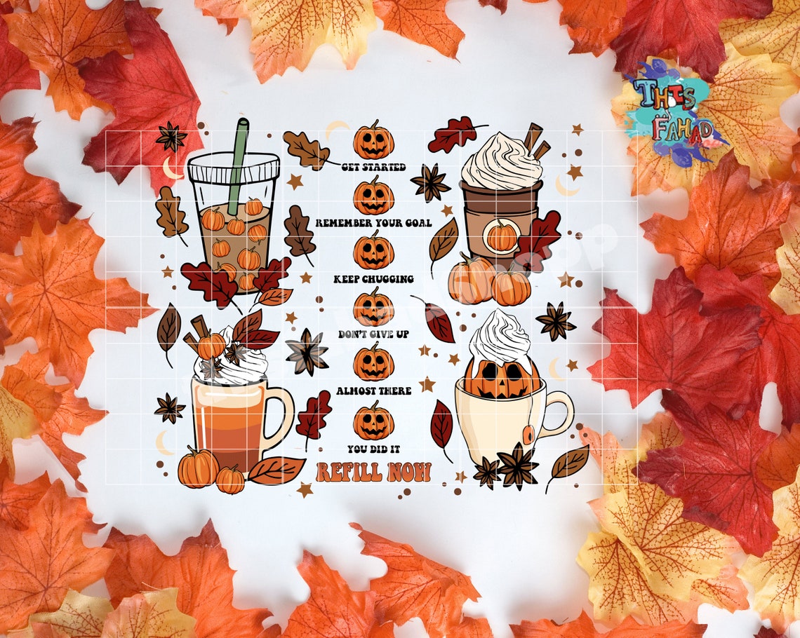Fall Coffee 20oz Skinny Tumbler Autumn Fall Pumpkins PNG - Etsy