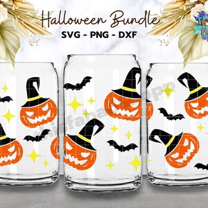 Halloween Can Glass SVG Bundle for Libbey 16oz Can Glass, Halloween ...