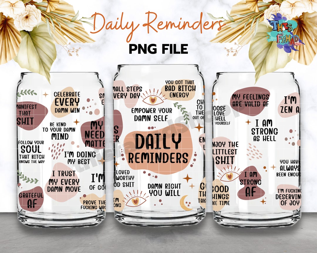 Boho VULGAR Daily Reminders Affirmations 16oz Can Glass, Inspirational ...