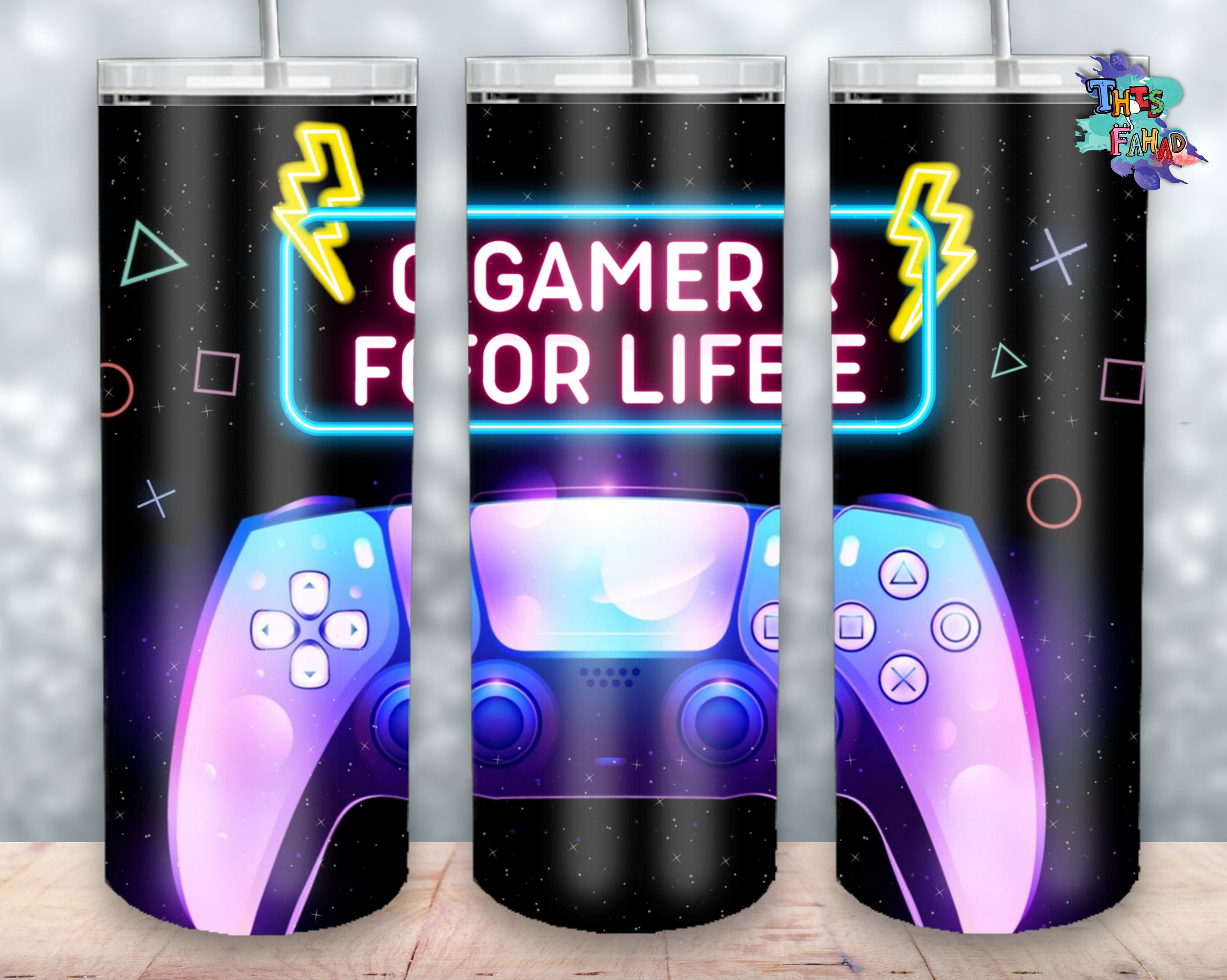 Gamer 20oz Skinny Tumbler Design, Gamer for Life Tumbler Wrap ...