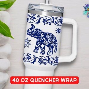 Paisley Mandala Elephant Stanley 40oz Quencher Design - Elephant ...