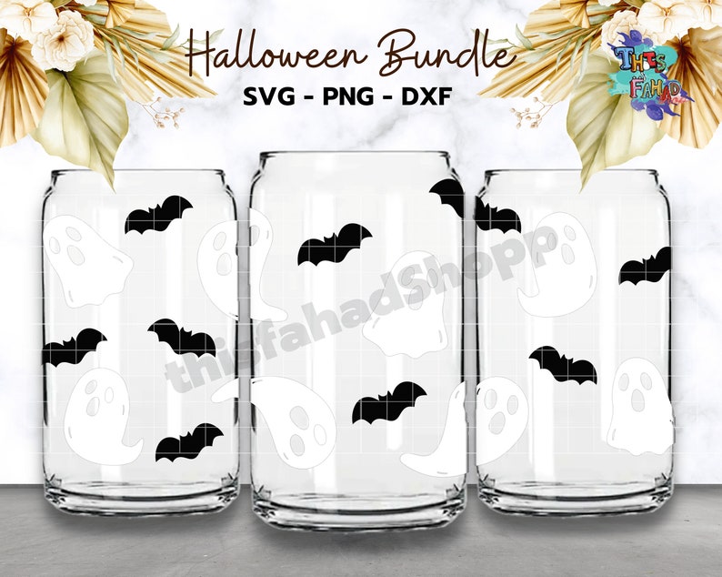 Halloween Can Glass SVG Bundle for Libbey 16oz Can Glass, Halloween ...