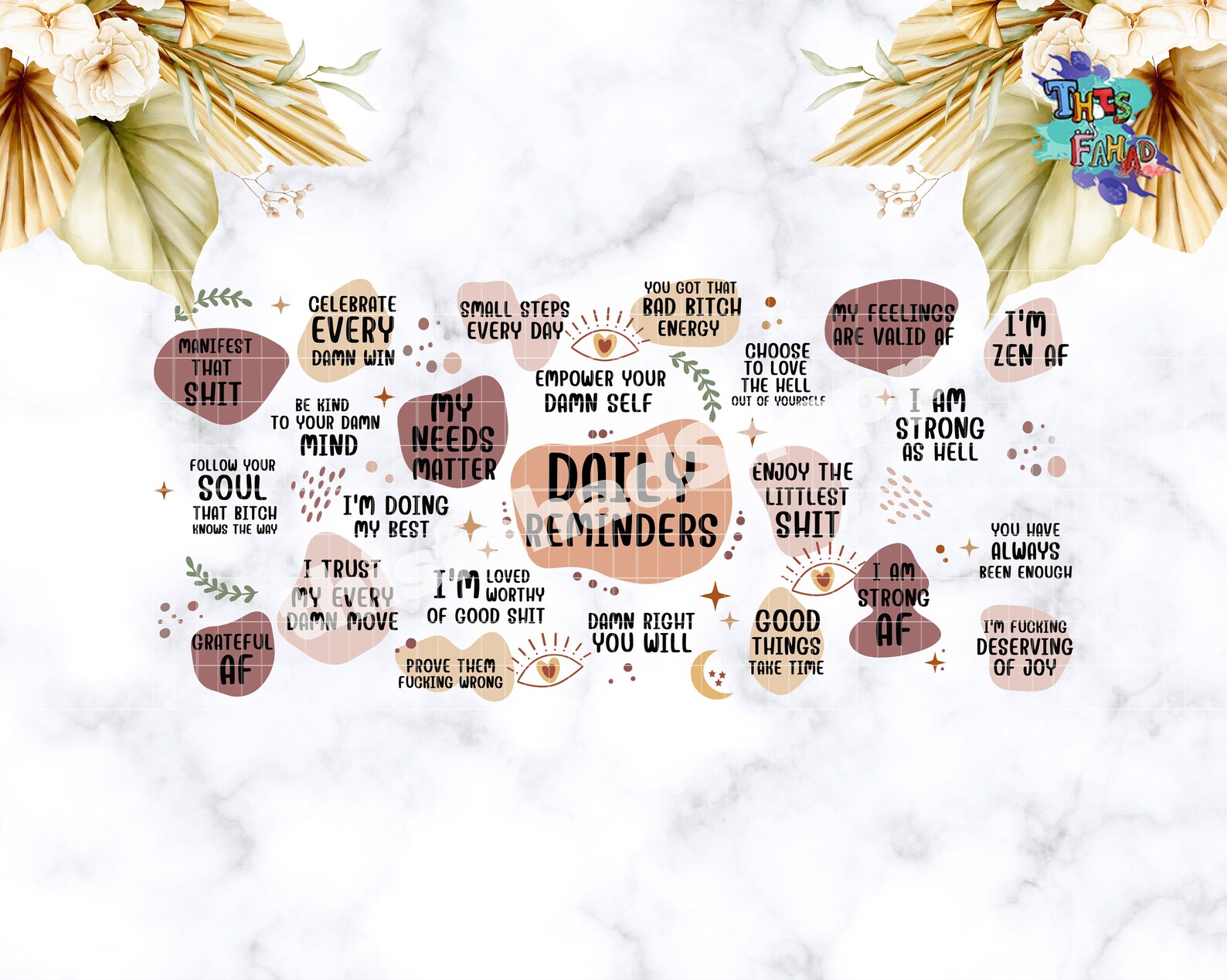 Boho VULGAR Daily Reminders Affirmations 16oz Can Glass, Inspirational ...