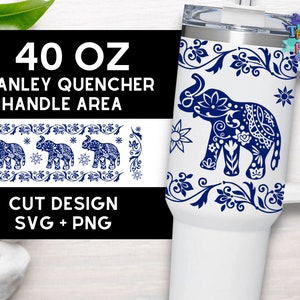 Paisley Mandala Elephant Stanley 40oz Quencher Design - Elephant ...