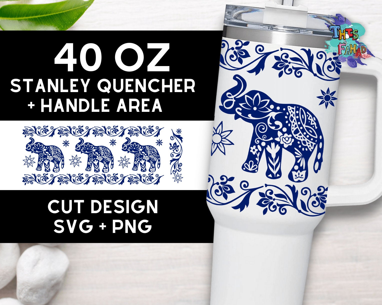 Paisley Mandala Elephant Stanley 40oz Quencher Design - Elephant ...