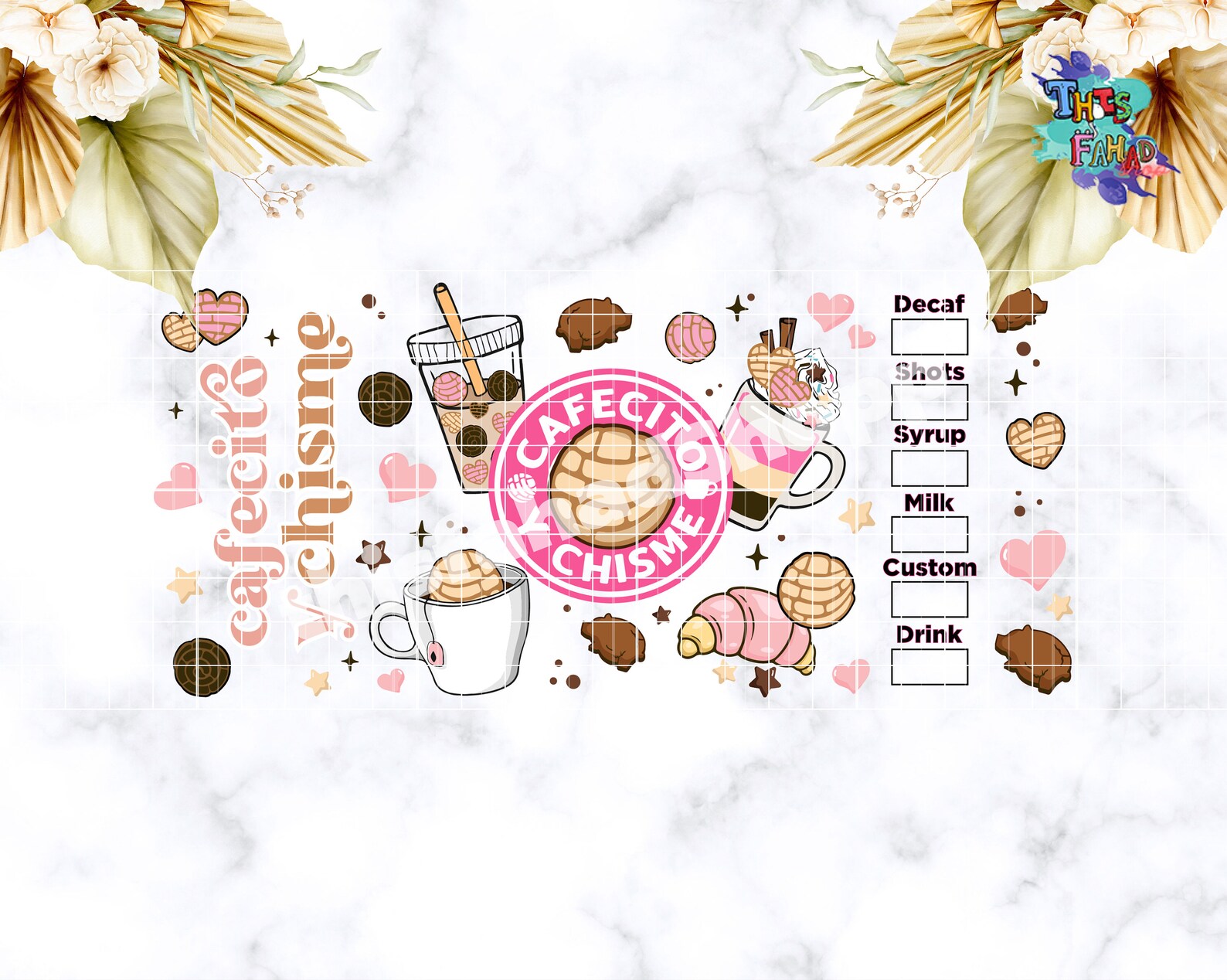 Cafecito Y Chisme 16oz Can Glass Hand Drawn Mexican Concha - Etsy