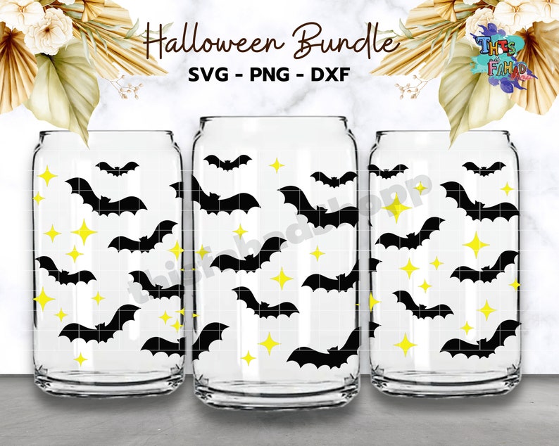 Halloween Can Glass SVG Bundle for Libbey 16oz Can Glass, Halloween ...