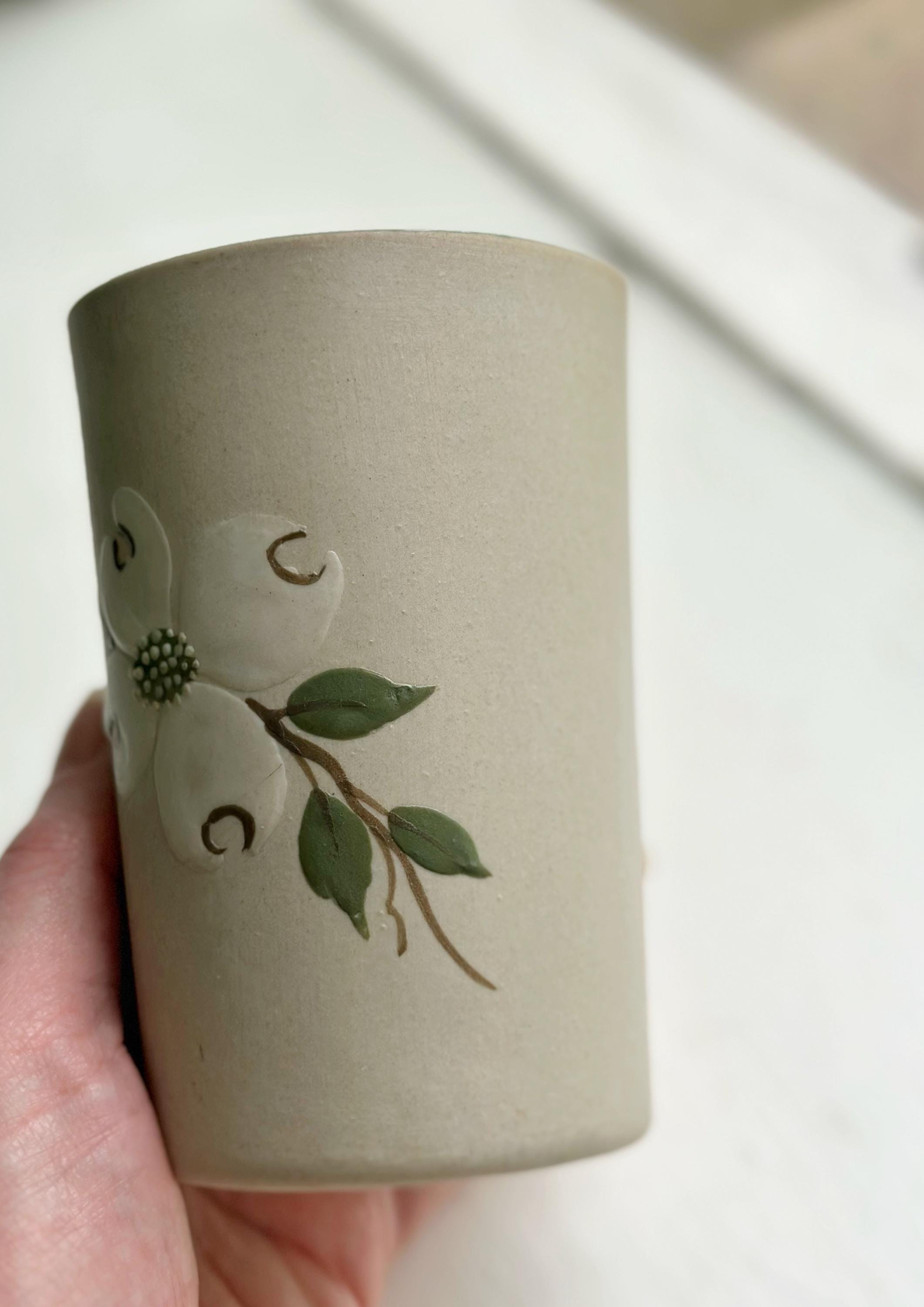 Vintage Hand-painted Ceramic Glasses | Set of 4 | Dogwood Flower Design ...