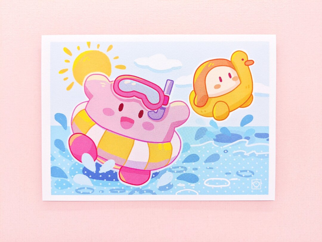 Kirby Pool Splash Print - Etsy
