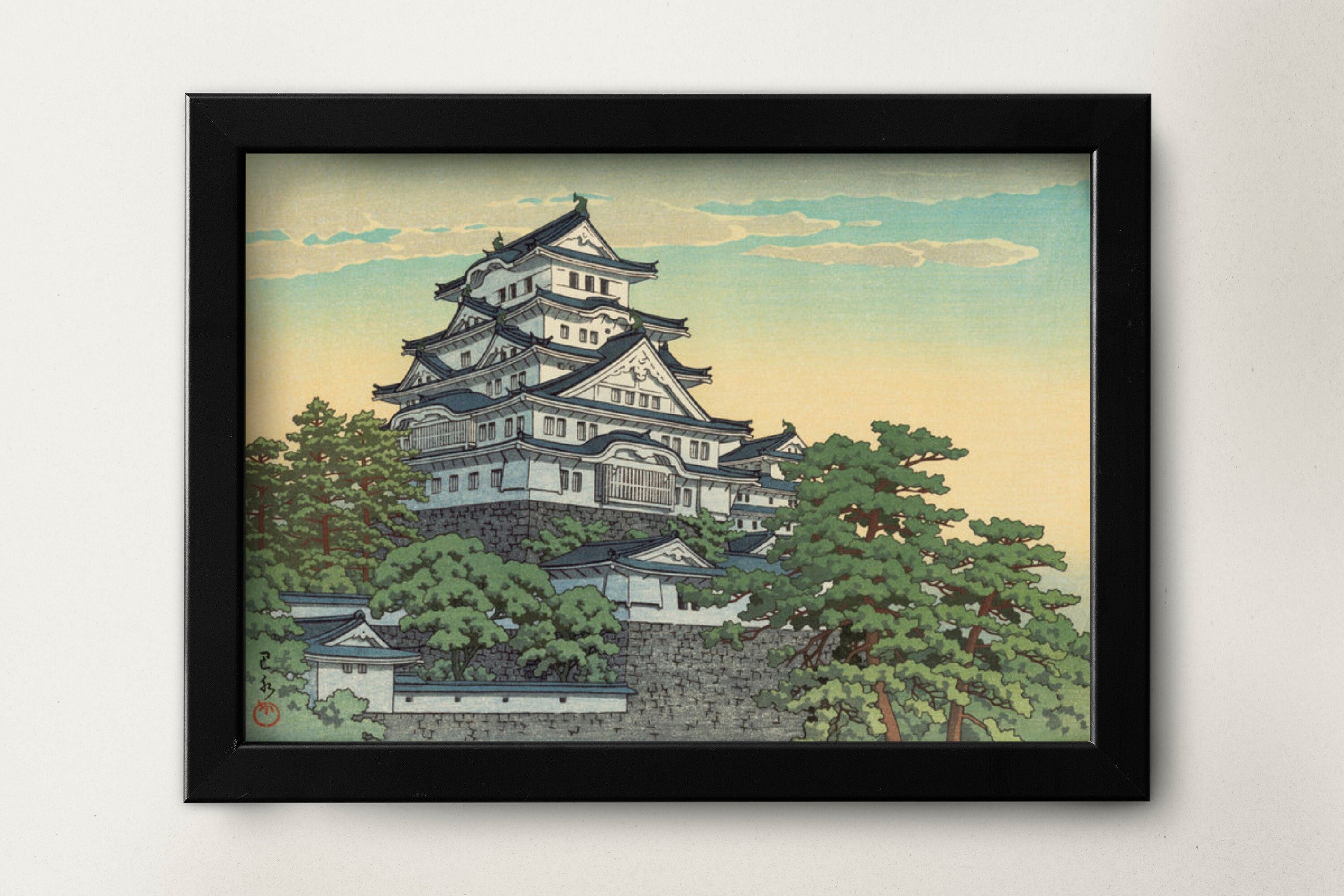 Himeji Castle by Kawase Hasui Japanese Art Poster Illustration Print ...