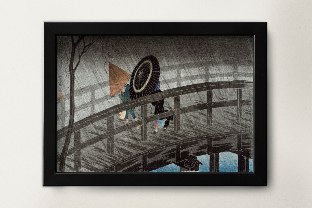 Rain on Izumi Bridge by Hiroaki Takahashi Japanese Art Print Poster ...