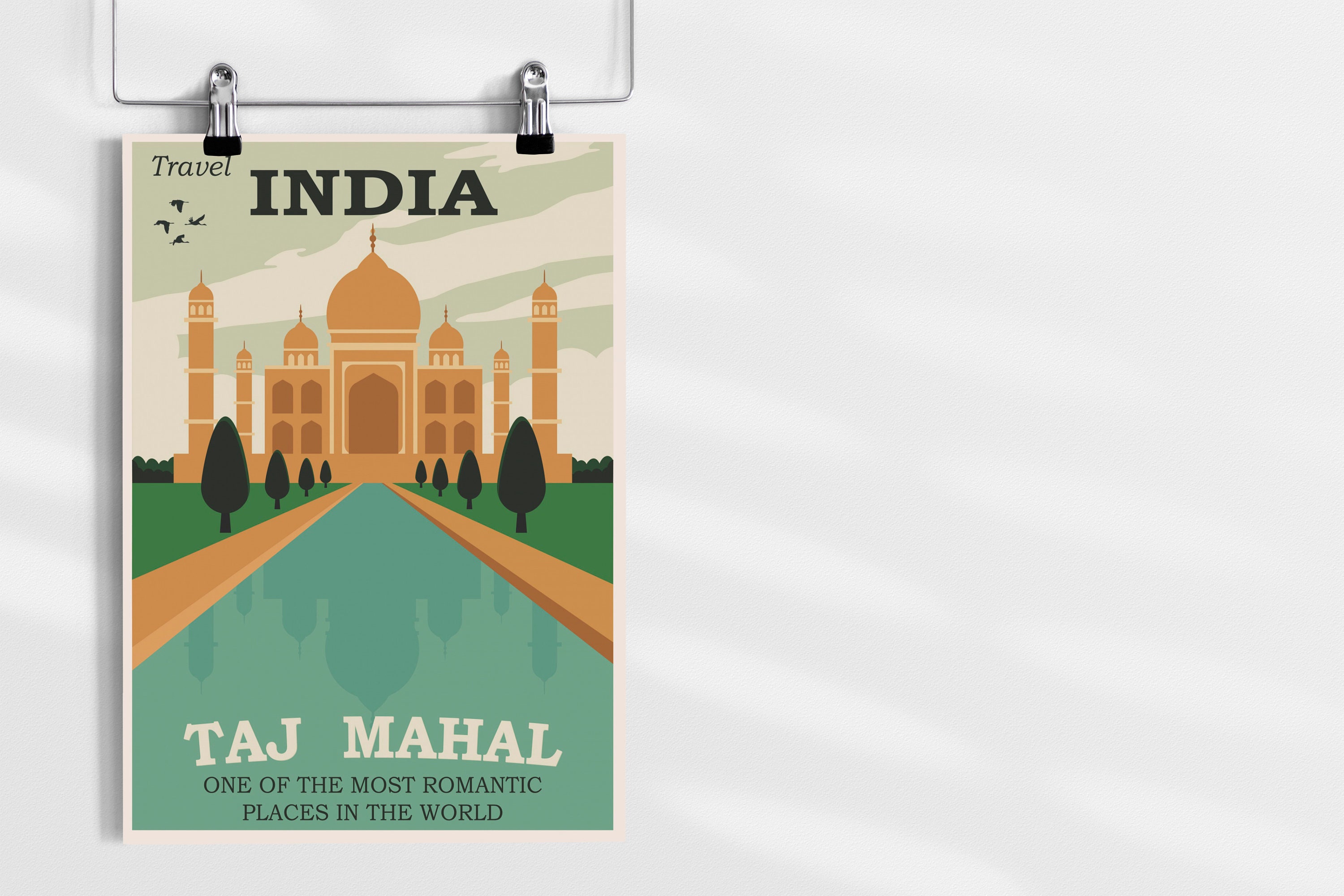 Taj Mahal Travel Poster | Taj Mahal Poster | India Travel Poster ...