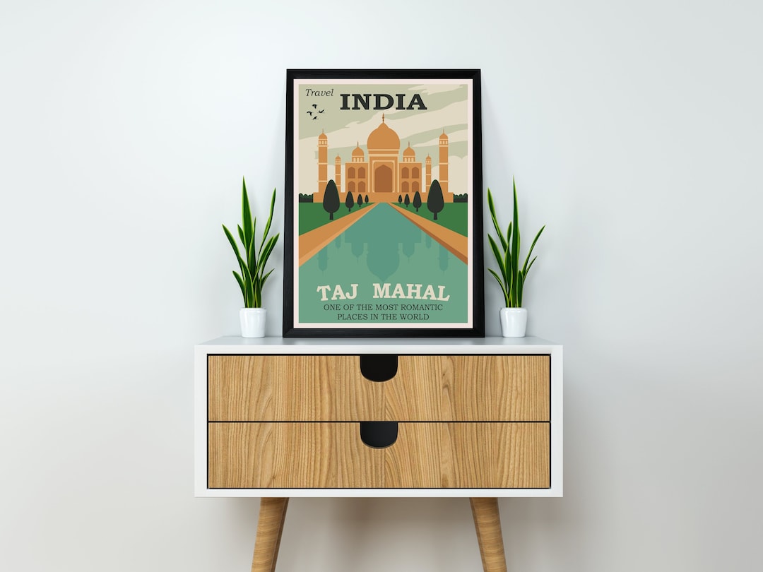 Taj Mahal Travel Poster | Taj Mahal Poster | India Travel Poster ...