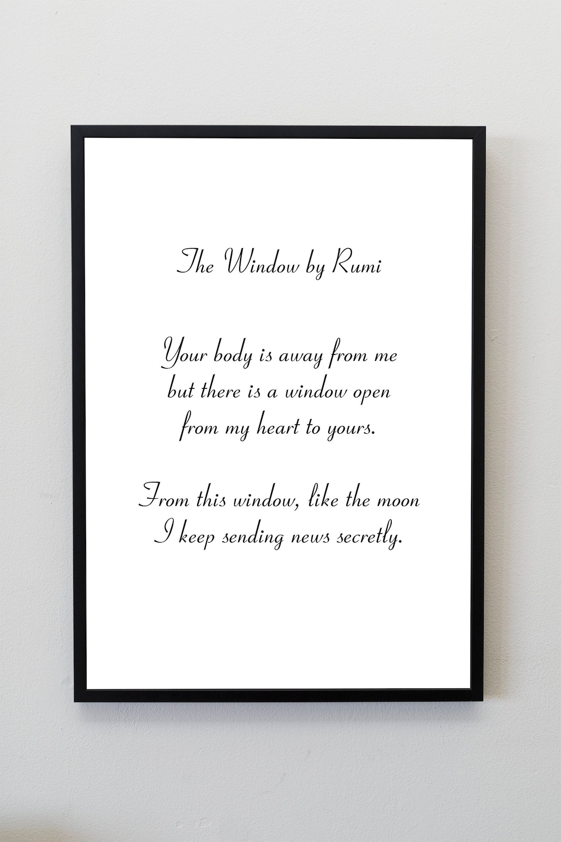 The Window by Rumi | Poem by Rumi | Rumi Quote Wall Art | Grief Quote ...