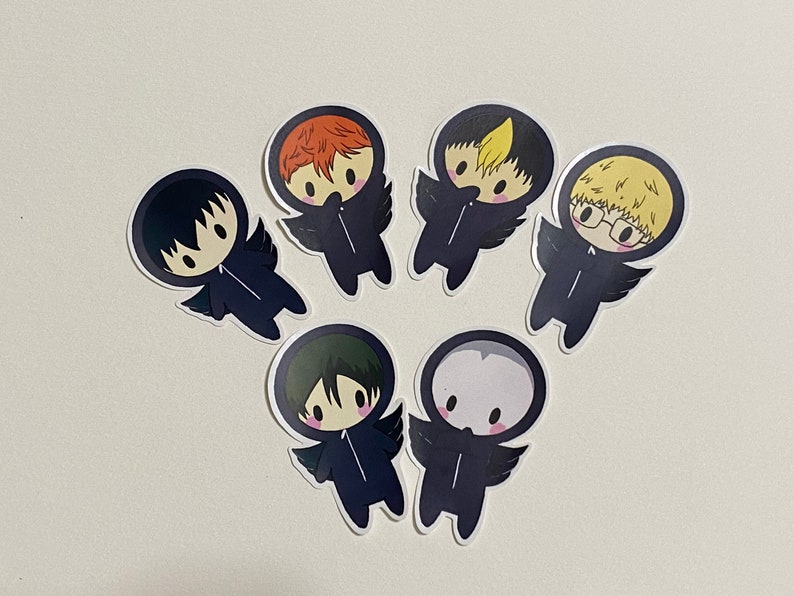 Haikyuu Chibi Karasuno Member Wearing Crow Suits | Etsy
