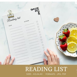Books to Read Printable Planner, Reading List Digital Download ...