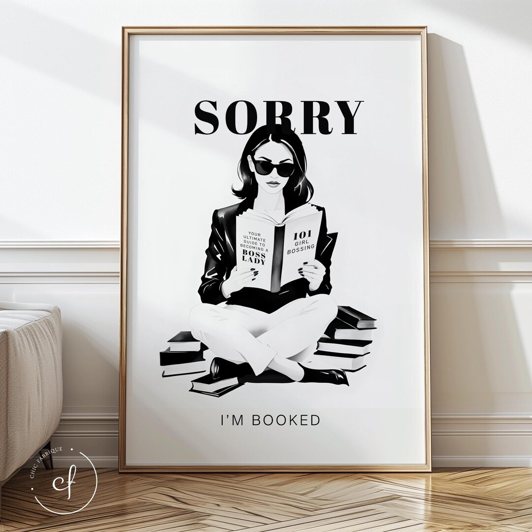 Trendy Chic Bookish Poster for Boss Babe, Reader Art Print, Minimalist ...