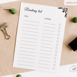 Books to Read Printable Planner, Reading List Digital Download ...