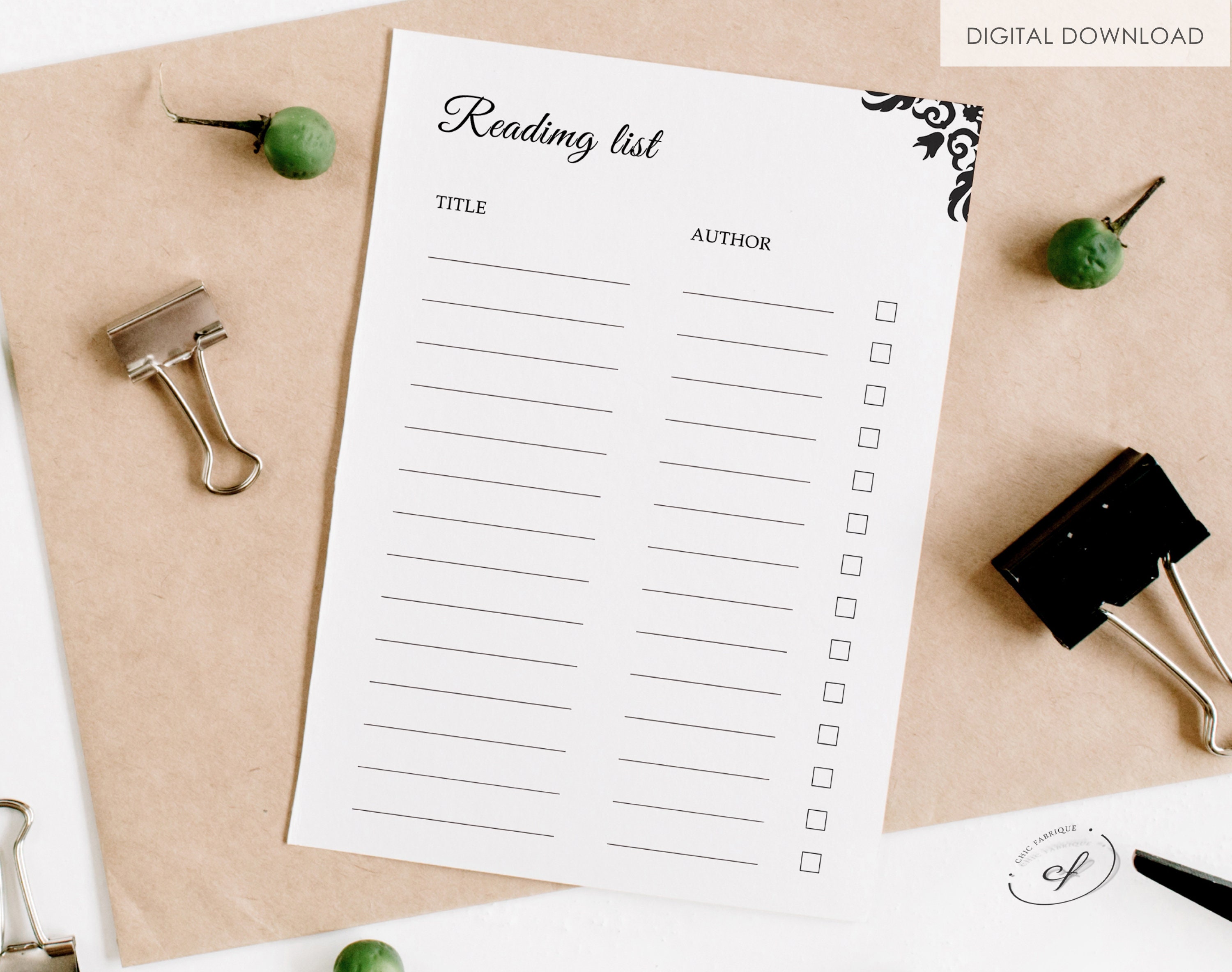 Books to Read Printable Planner, Reading List Digital Download ...