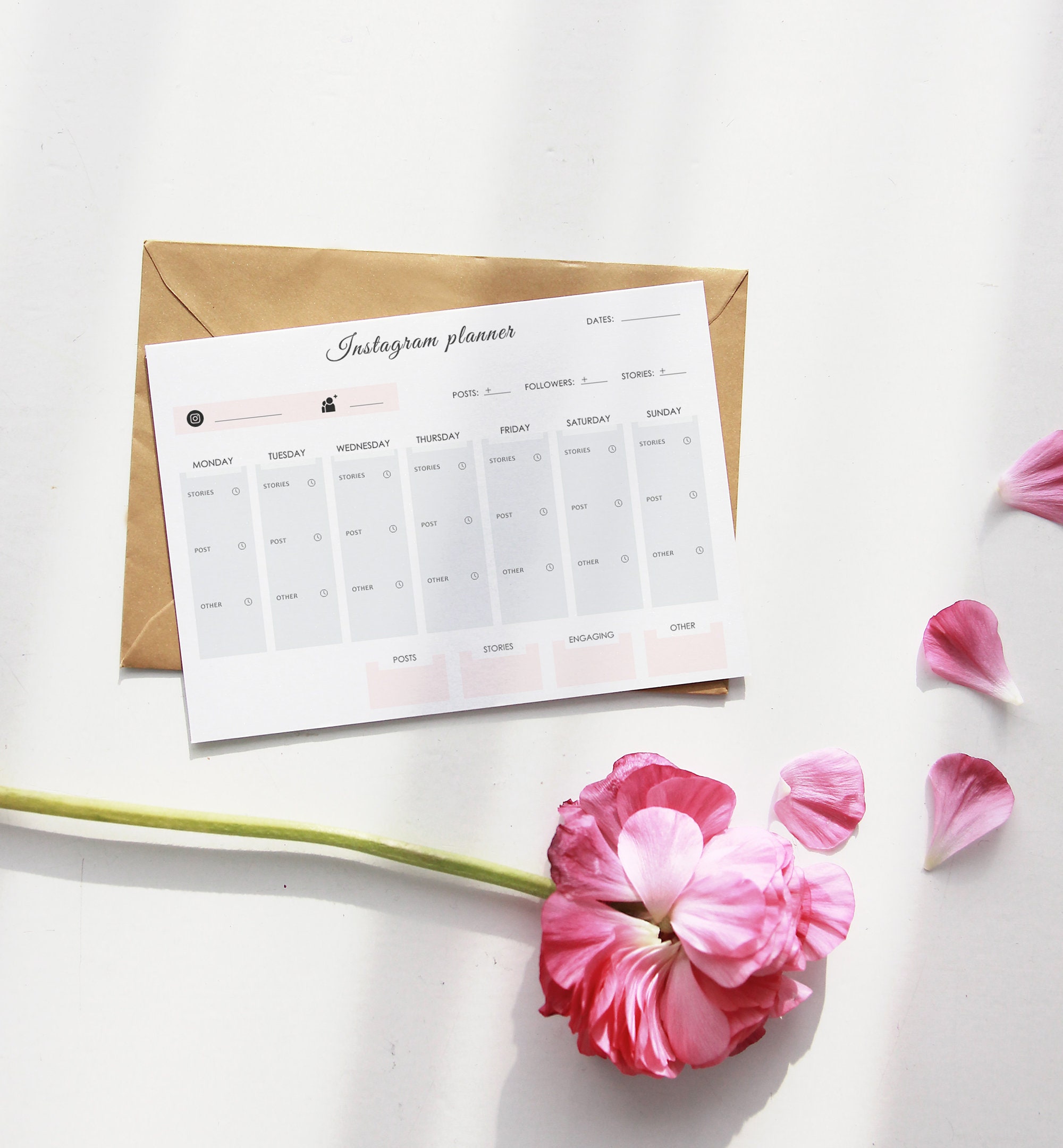 Weekly Instagram Content Planner Printable - Etsy