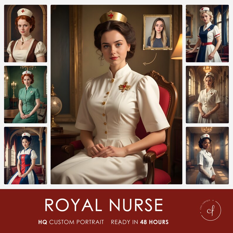 Personalized Nurse Gift, Royal Portrait From Photo, Personalized Gift ...