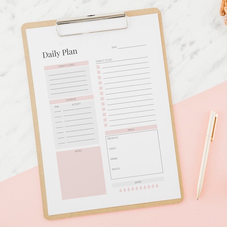 2023 Daily Planner Printable and Digital, Minimal Elegant One Page ...