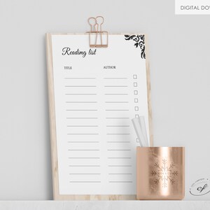 Books to Read Printable Planner, Reading List Digital Download ...