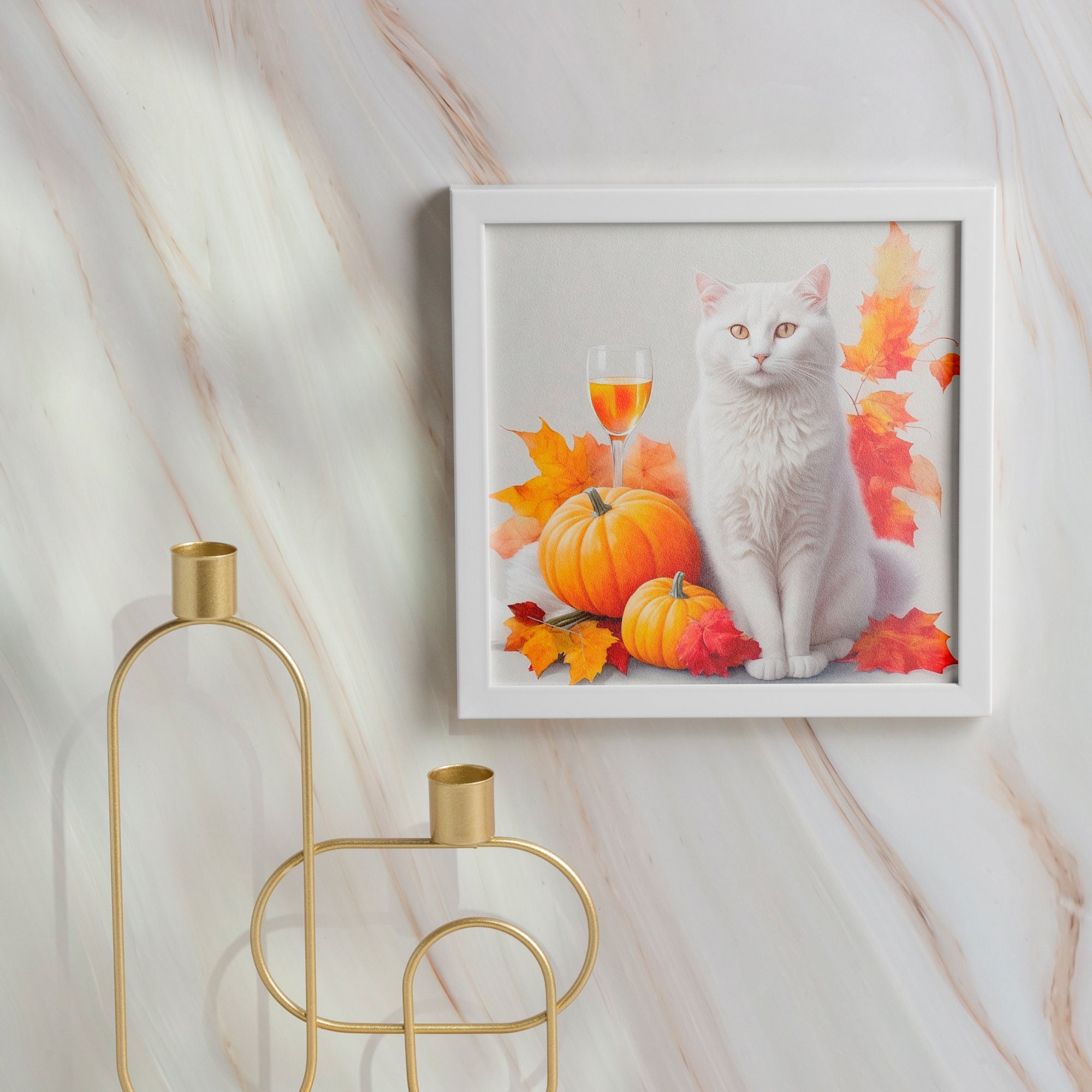 Halloween Cat Art Wall Printable, Gift for Cat Lovers, Cat Wall ...