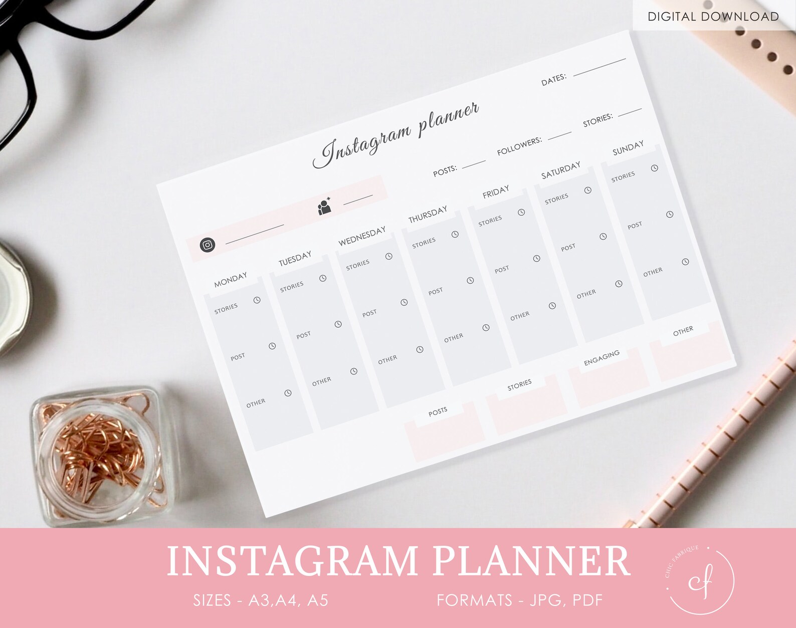 Weekly Instagram Content Planner Printable - Etsy