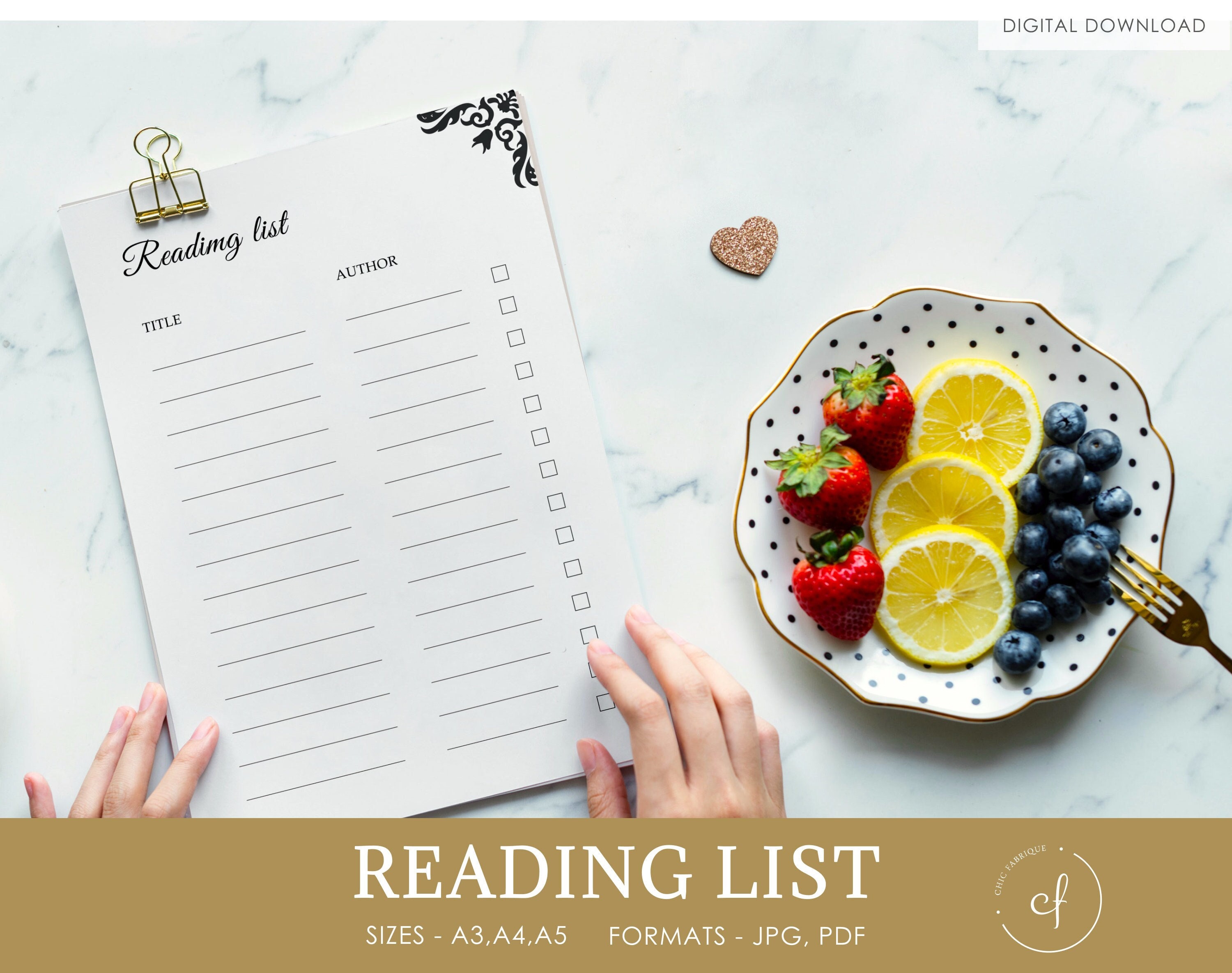 Books to Read Printable Planner, Reading List Digital Download ...